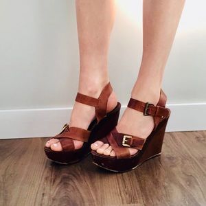 Aldo | Shoes | Leather Wedge Sandals | Poshmark
